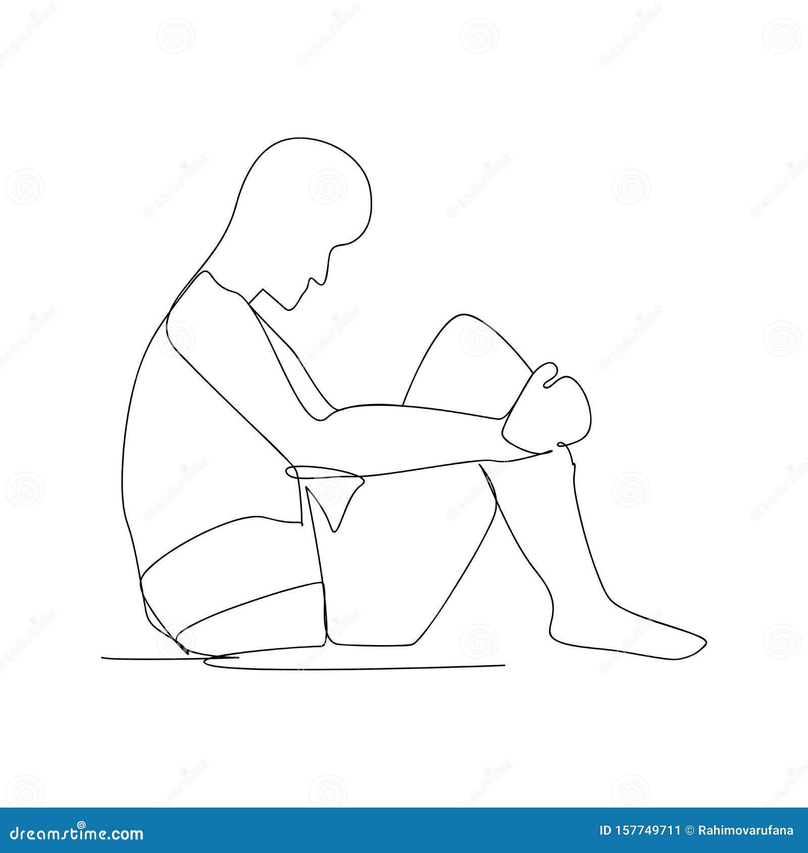 Continuous Line Drawing of Sitting Man. Isolated Sketch Drawing of ...