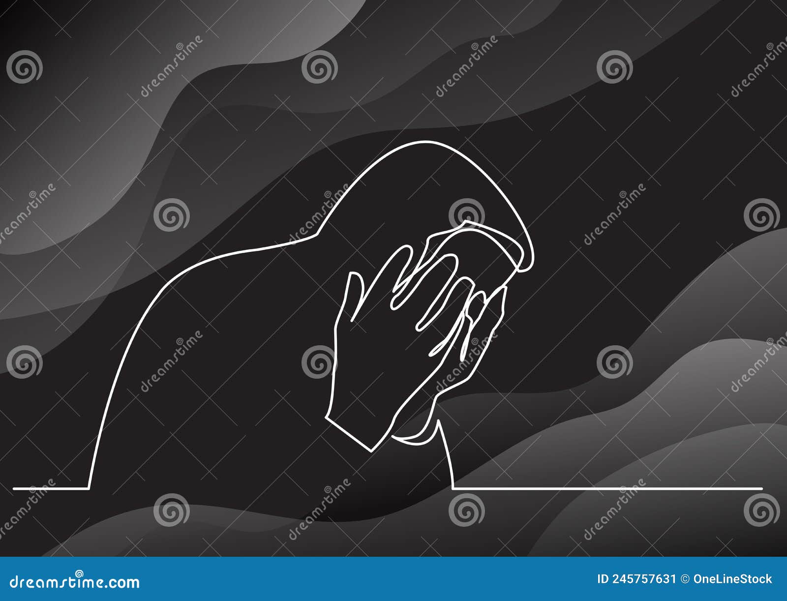Continuous Line Drawing of Sitting Person in Grief Stock Vector ...