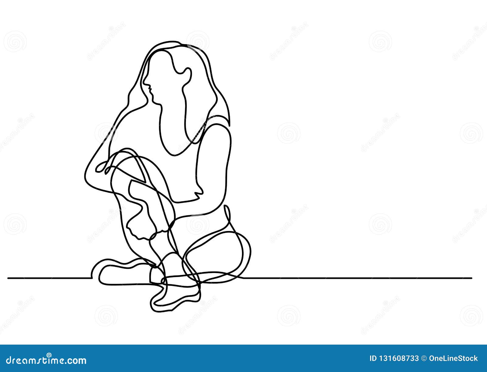 Continuous Line Drawing of Sitting Woman Stock Vector - Illustration of ...