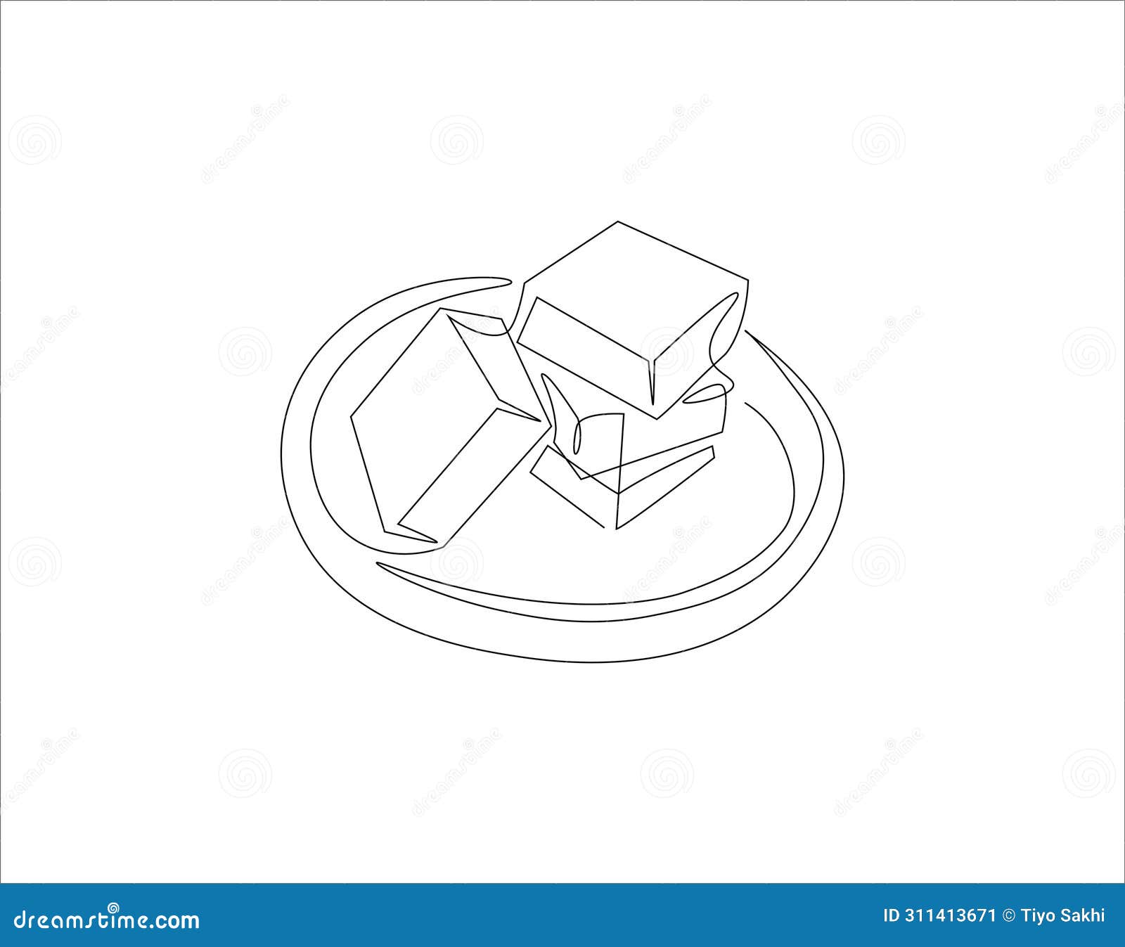 Continuous Line Drawing of Slice of Cake. One Line of Slice Cake. Cake ...