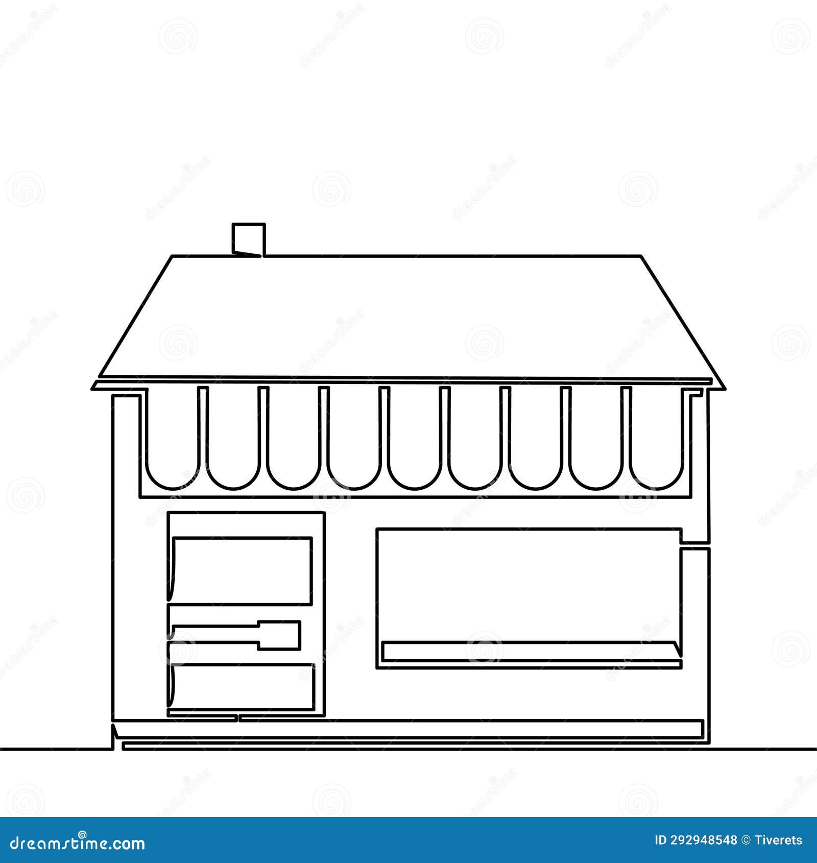 Continuous Line Drawing Small Shop Building Doodle Icon Vector ...