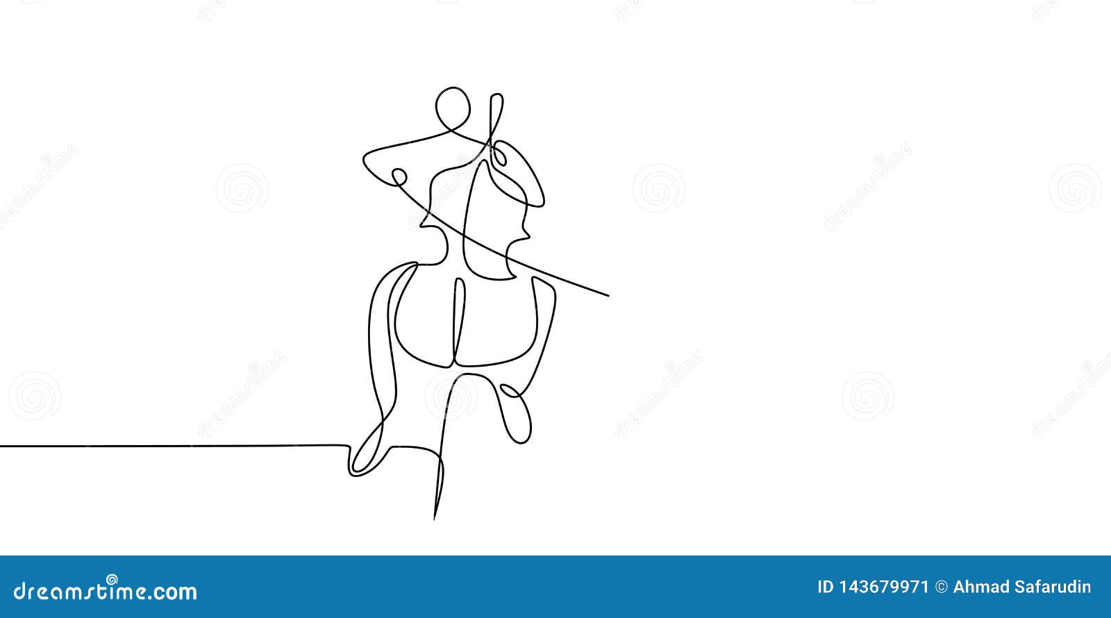 Continuous Line Drawing of Someone Playing Classical Music Instruments ...