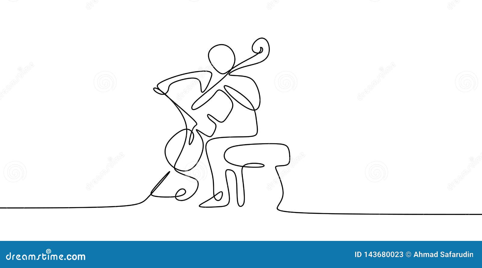 Continuous Line Drawing of Someone Playing Classical Music Instruments ...