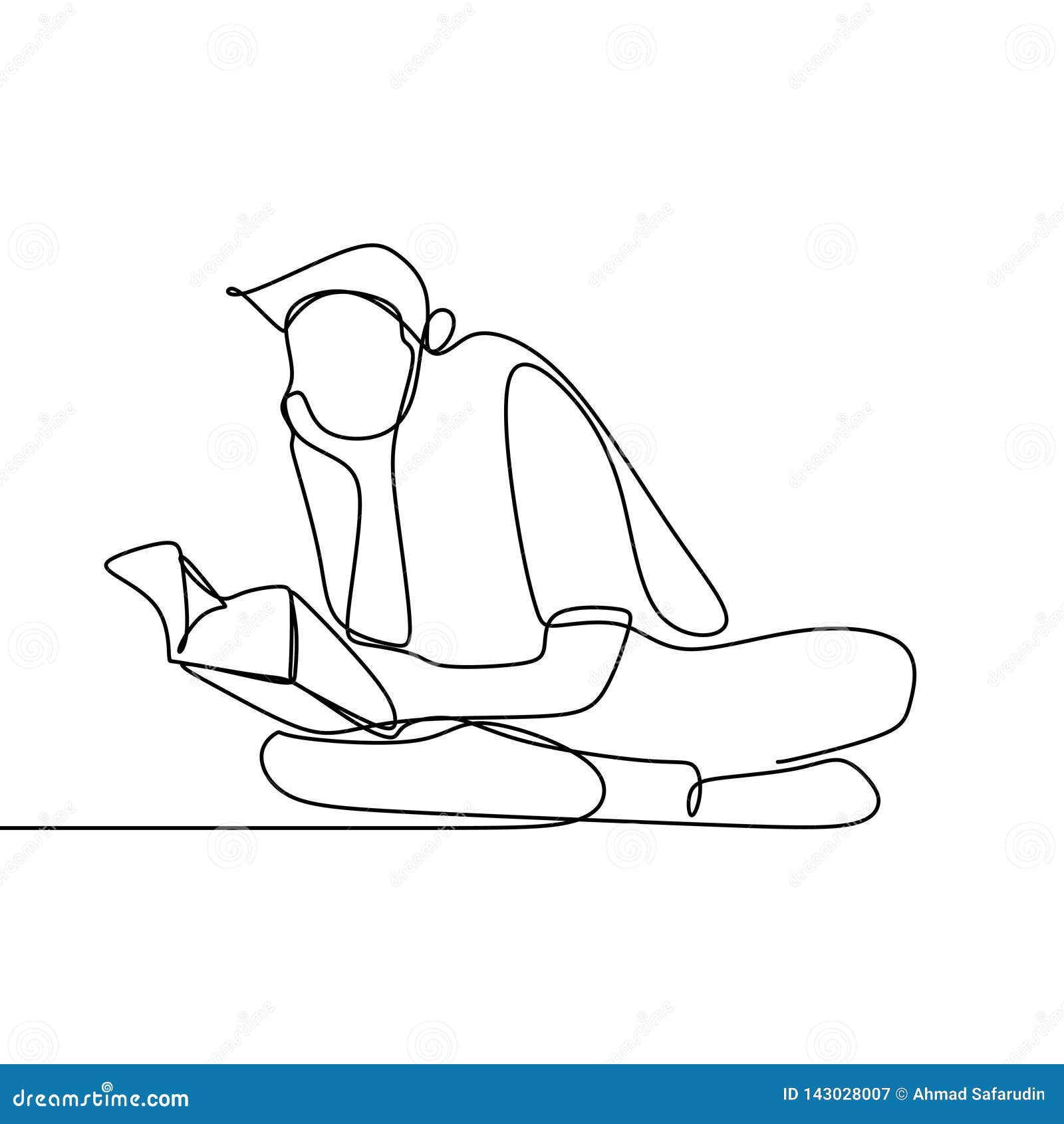 Continuous Line Drawing of Someone Reading a Book Stock Vector ...