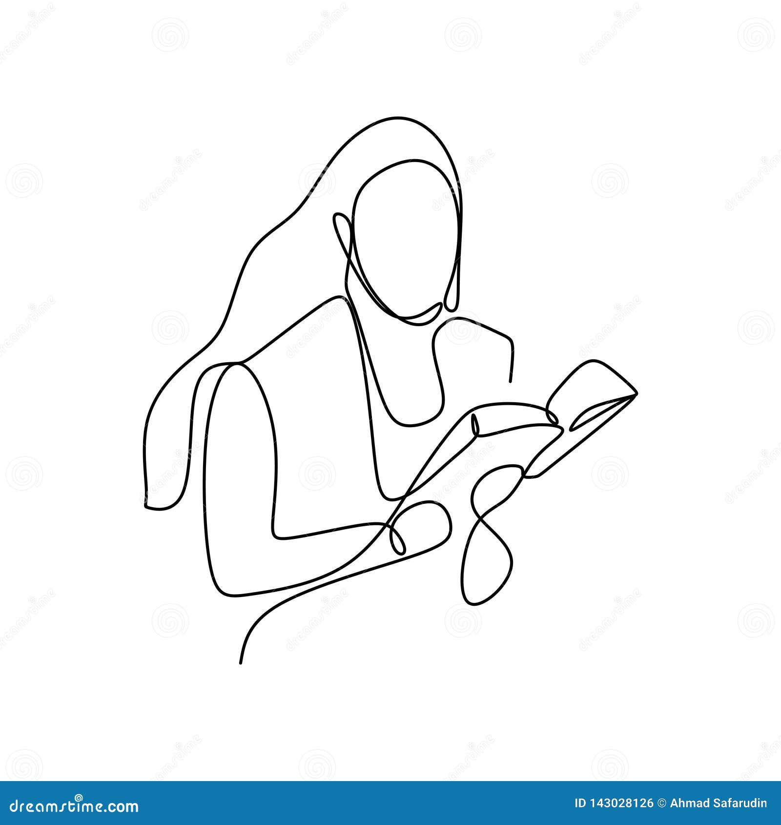 Continuous Line Drawing of Someone Reading a Book Stock Vector ...