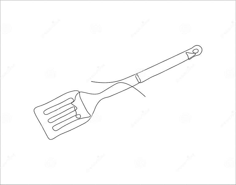 Continuous Line Drawing of Spatula. One Line of Spatula. Kitchen Tool ...