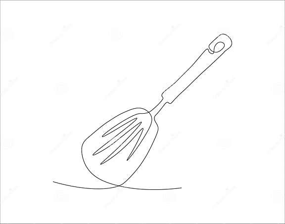 Continuous Line Drawing of Spatula. One Line of Spatula. Kitchen Tool ...