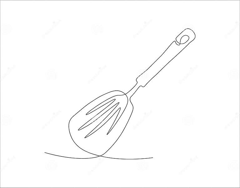 Continuous Line Drawing of Spatula. One Line of Spatula. Kitchen Tool ...