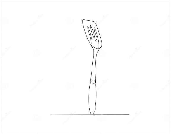 Continuous Line Drawing of Spatula. One Line of Spatula. Kitchen Tool ...