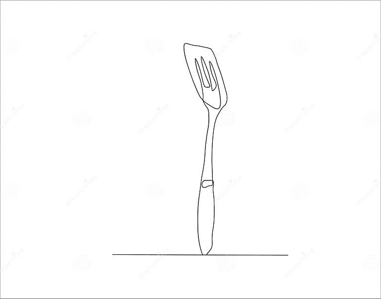 Continuous Line Drawing of Spatula. One Line of Spatula. Kitchen Tool ...