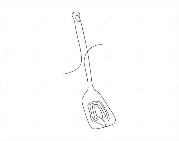 Continuous Line Drawing of Spatula. One Line of Spatula. Kitchen Tool ...