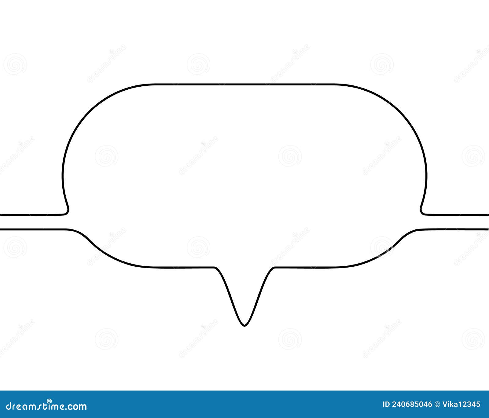 Continuous Line Drawing of Speech Bubble, Black and White Vector ...