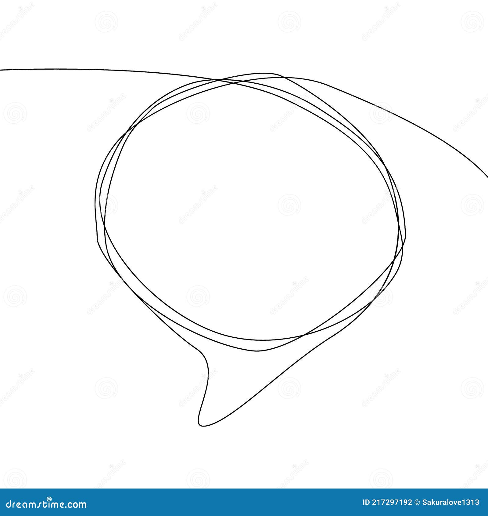 Continuous Line Drawing of Speech Bubble, Black and White Vector ...