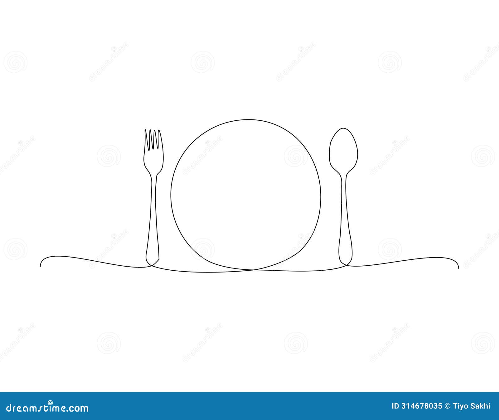 Continuous Line Drawing of Spoon and Fork. One Line of Spoon and Fork ...