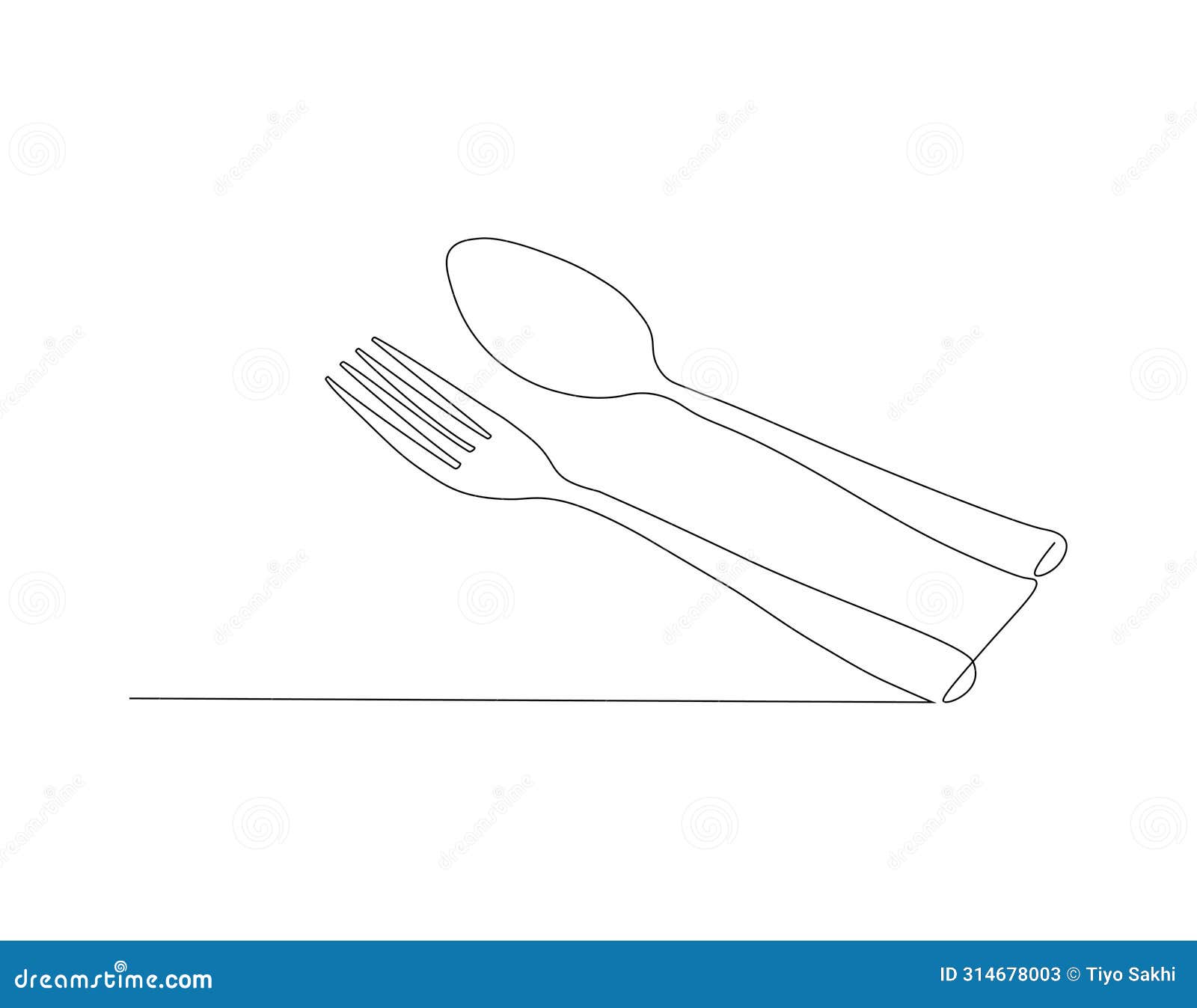 Continuous Line Drawing of Spoon and Fork. One Line of Spoon and Fork ...