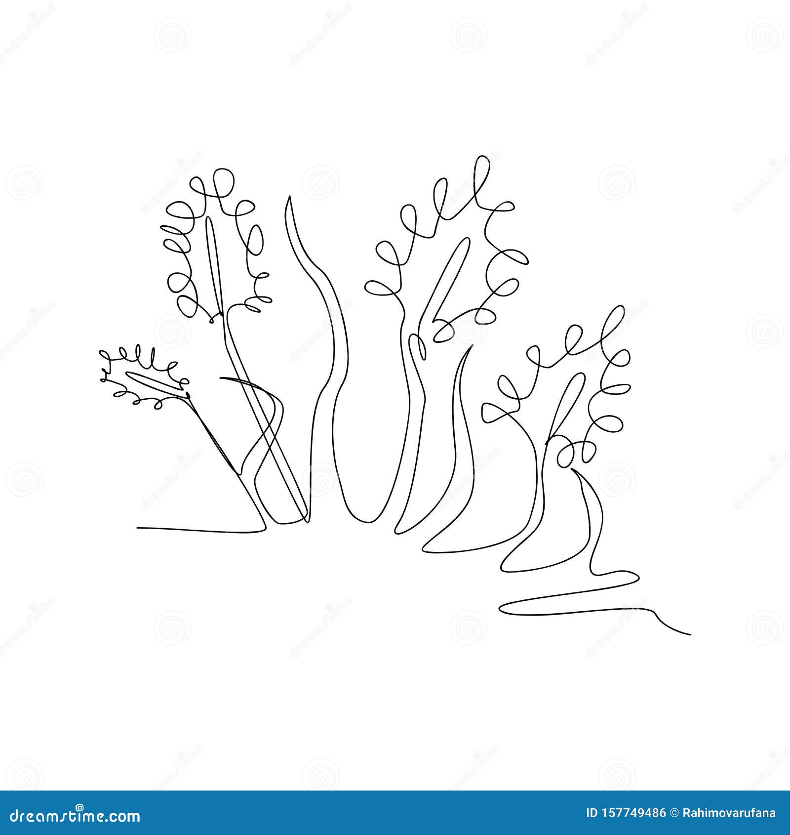 Continuous Line Drawing of Spring Flowers. Isolated Sketch Drawing of ...