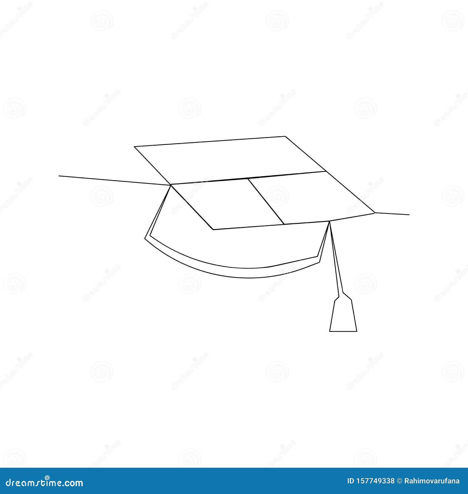 Continuous Line Drawing of Square Academic Cap. Isolated Sketch Drawing ...