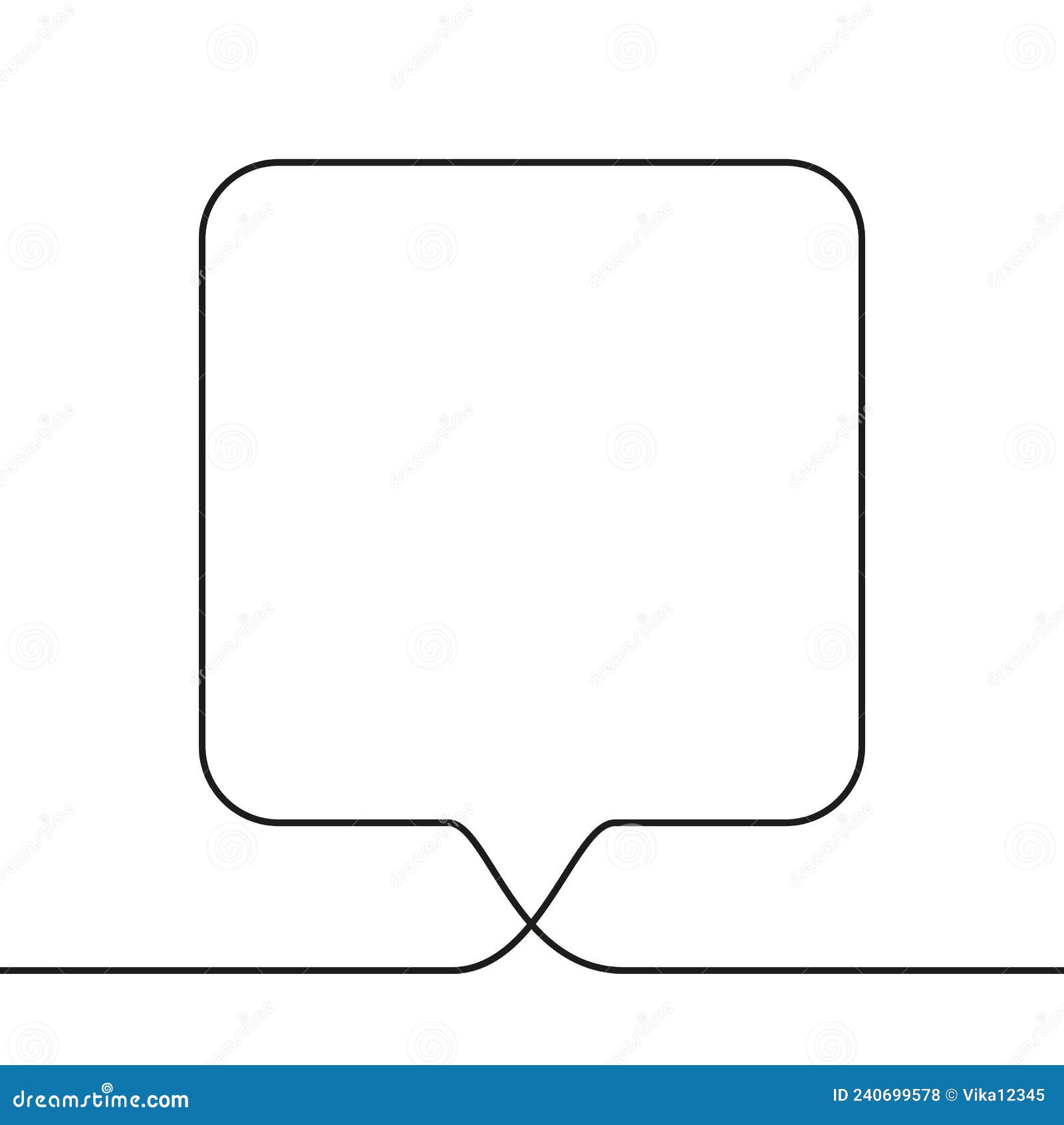 Continuous Line Drawing of Square Speech Bubble, Black and White Vector ...