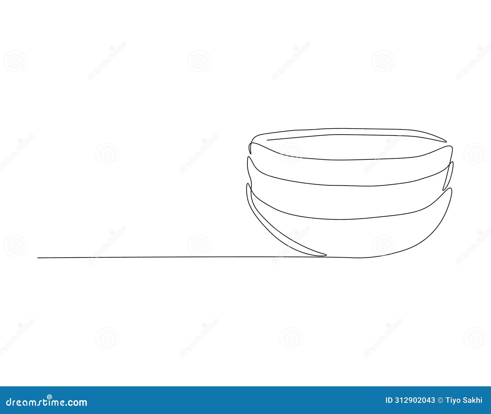 Continuous Line Drawing of Stack of Bowls. One Line of Bowls. Bowls ...