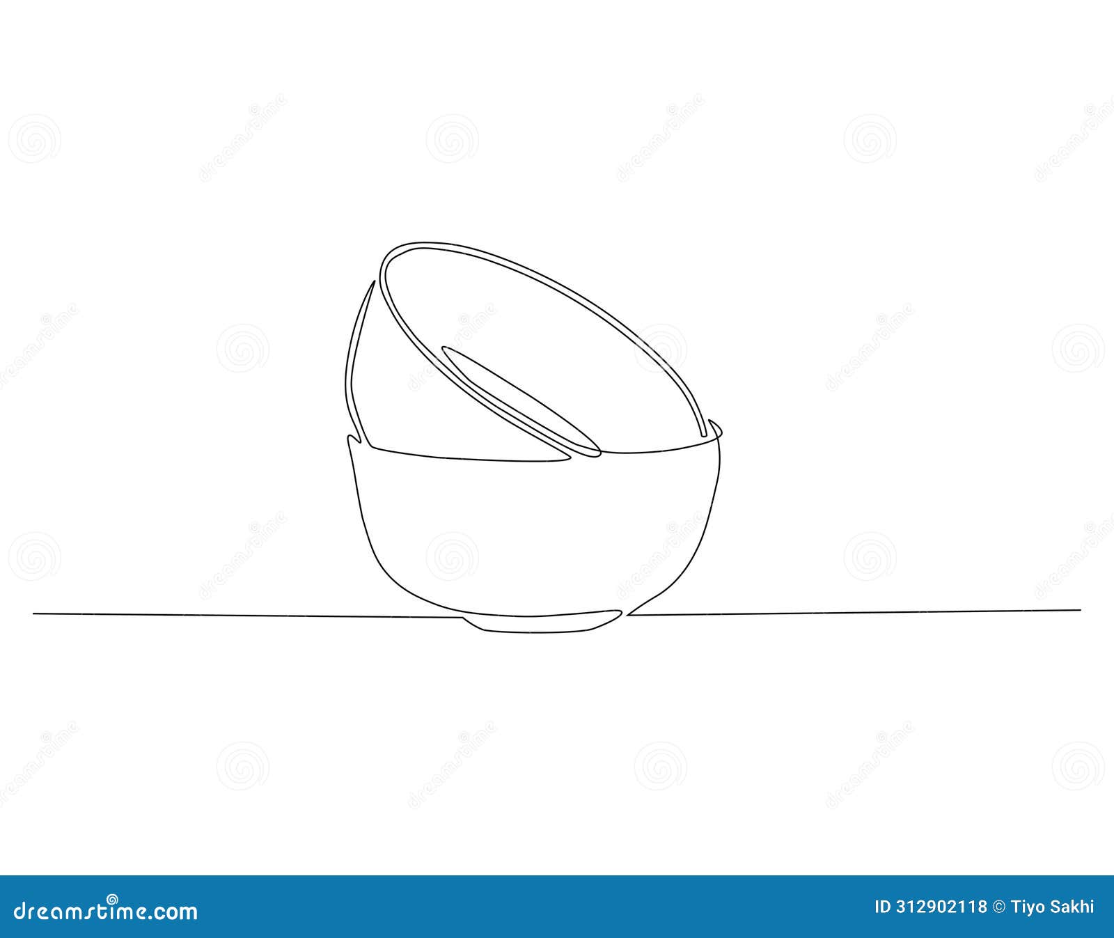 Continuous Line Drawing of Stack of Bowls. One Line of Bowls. Bowls ...