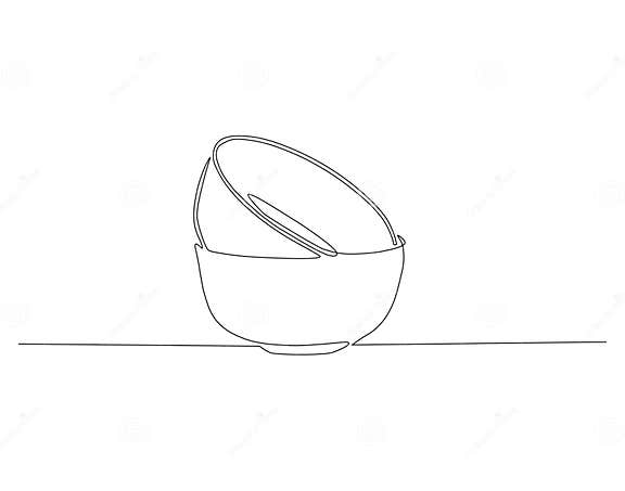 Continuous Line Drawing of Stack of Bowls. One Line of Bowls. Bowls ...