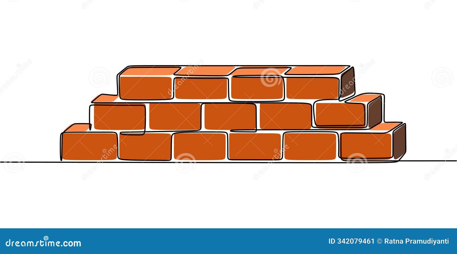 Continuous Line Drawing of Stack of Bricks or Concrete Blocks for ...