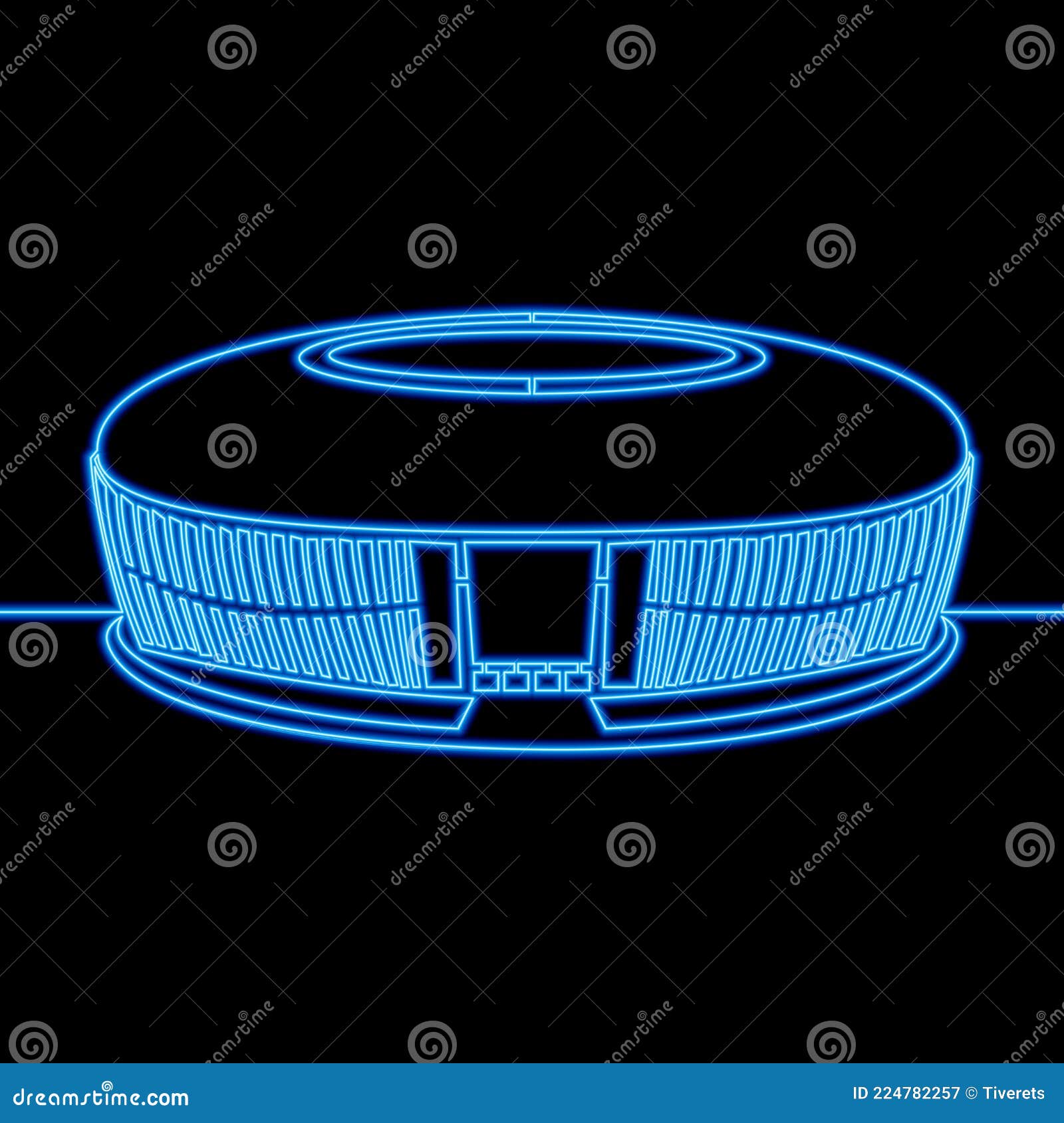 Continuous Line Drawing Stadium Arena Neon Concept Stock Vector ...