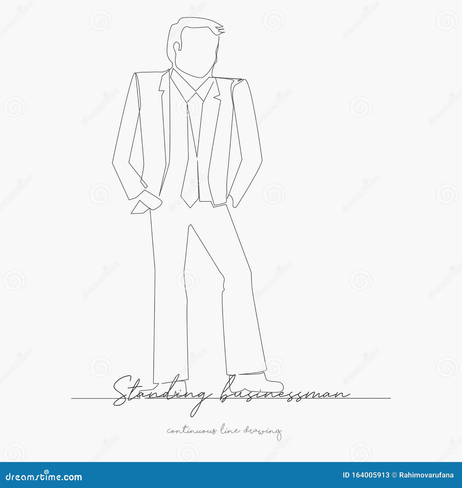Continuous Line Drawing. Standing Businessman. Simple Vector ... Continuous Line Drawing. Standing Businessman. Simple Vector ...
