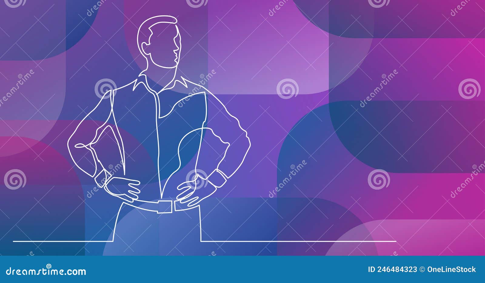 Continuous Line Drawing of Standing Confident Man Stock Vector ...