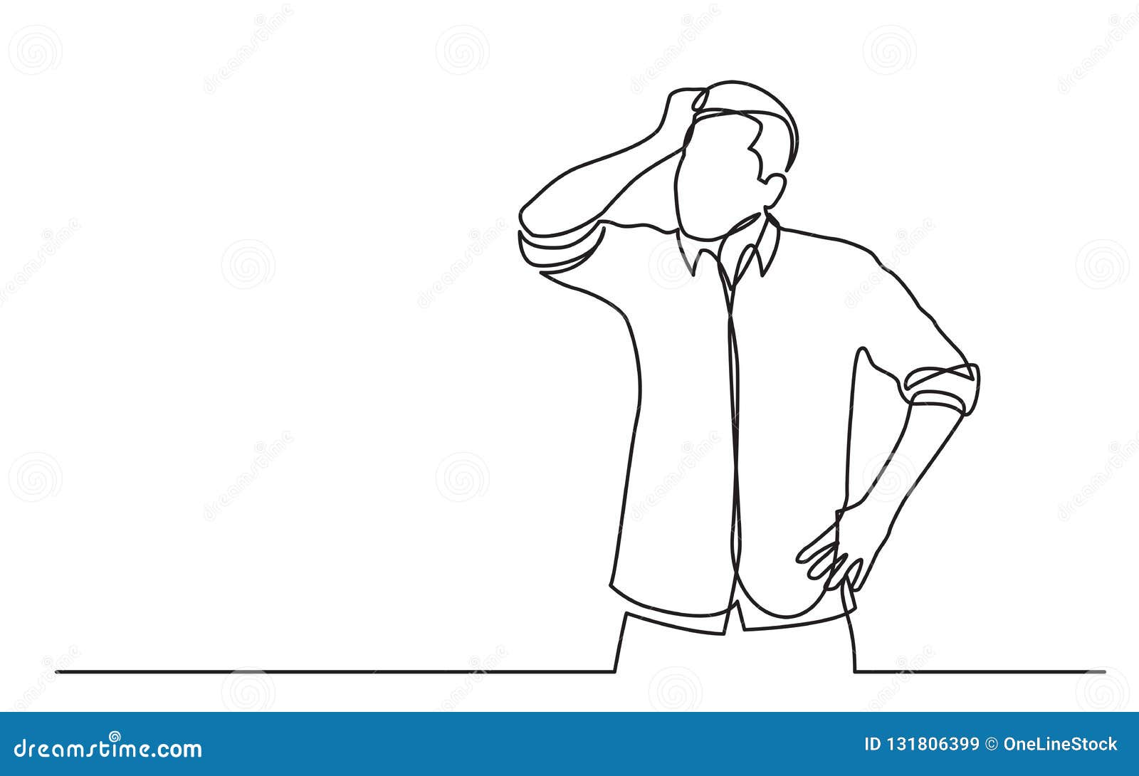 Continuous Line Drawing of Standing Confused Man in Shirt Stock Vector ... Continuous Line Drawing of Standing Confused Man in Shirt Stock Vector ...