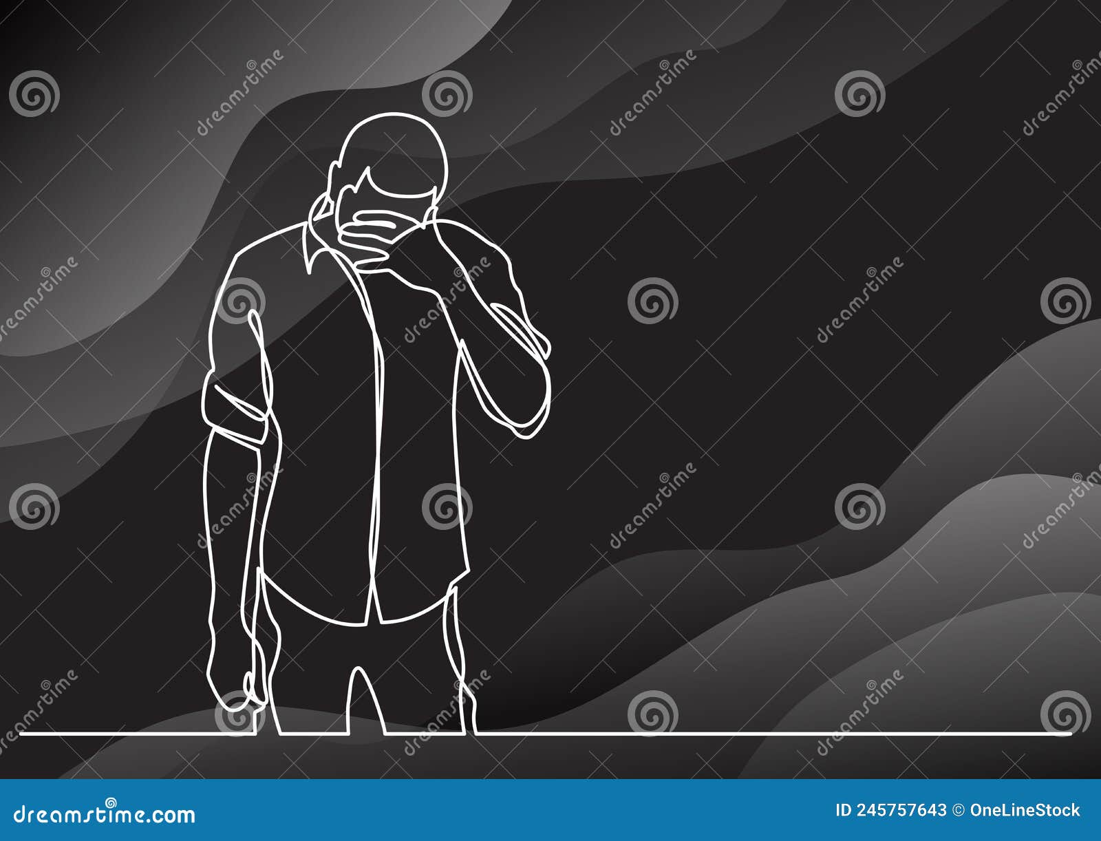 Continuous Line Drawing of Standing Man in Despair Stock Vector ...