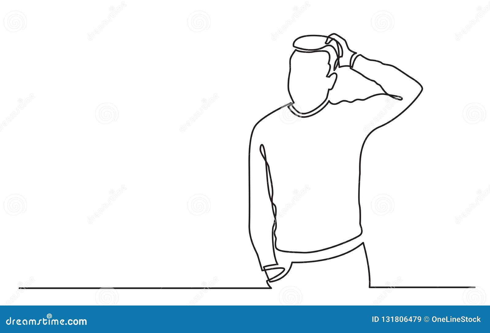Continuous Line Drawing of Standing Man in Difficult Situation Stock ...