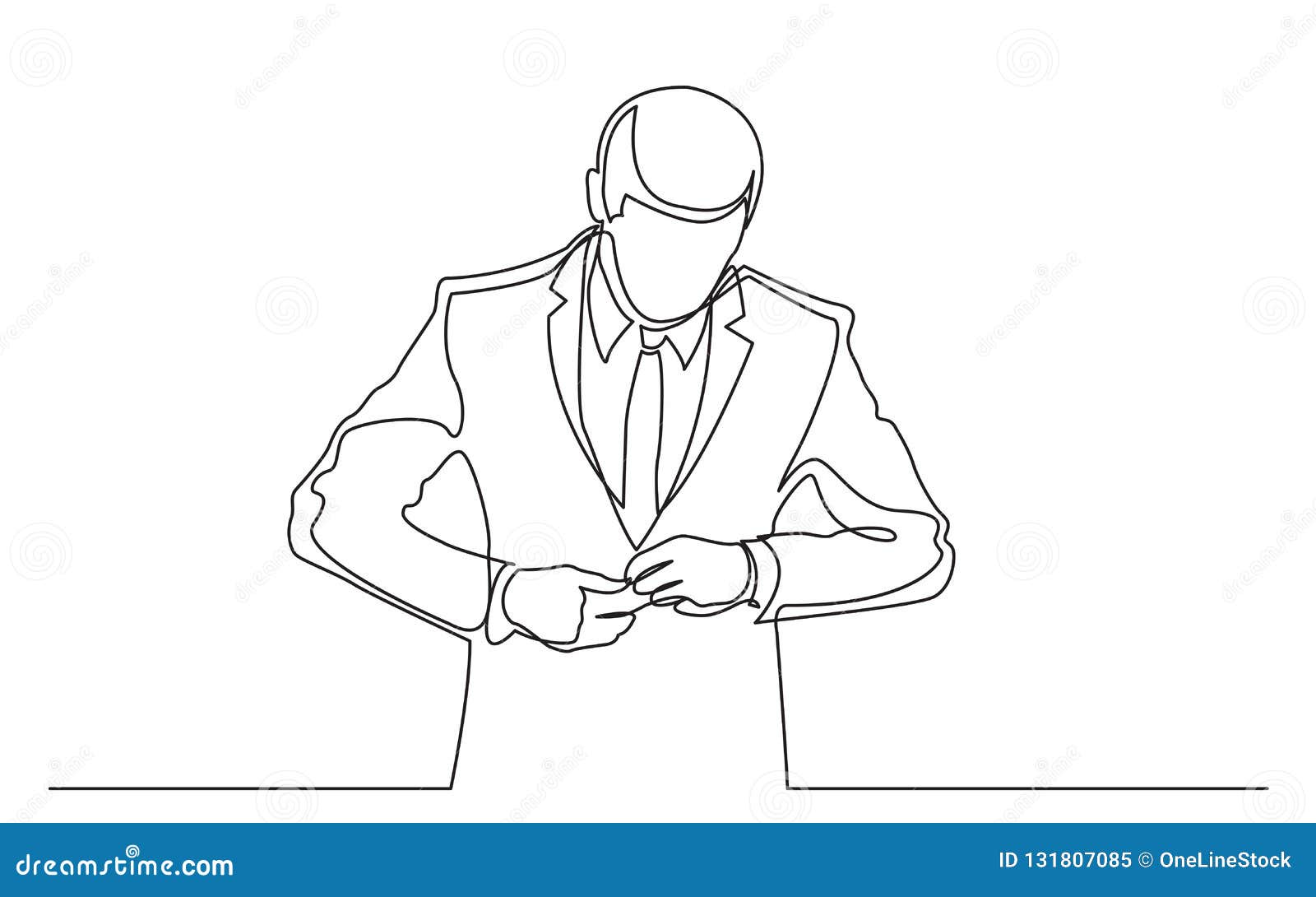 Continuous Line Drawing Of Standing Man Testing New Suit Vector