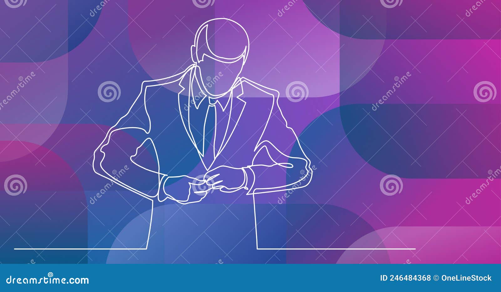 Continuous Line Drawing of Standing Man Testing New Suit Stock Vector ...