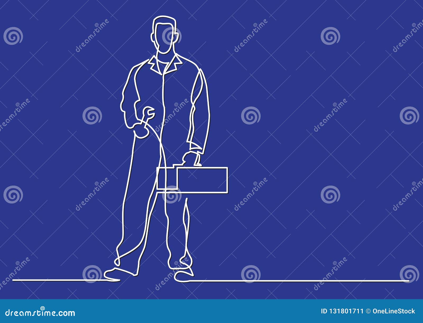 Continuous Line Drawing of - Standing Mechanic Stock Illustration ...