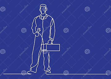 Continuous Line Drawing of - Standing Mechanic Stock Illustration ...