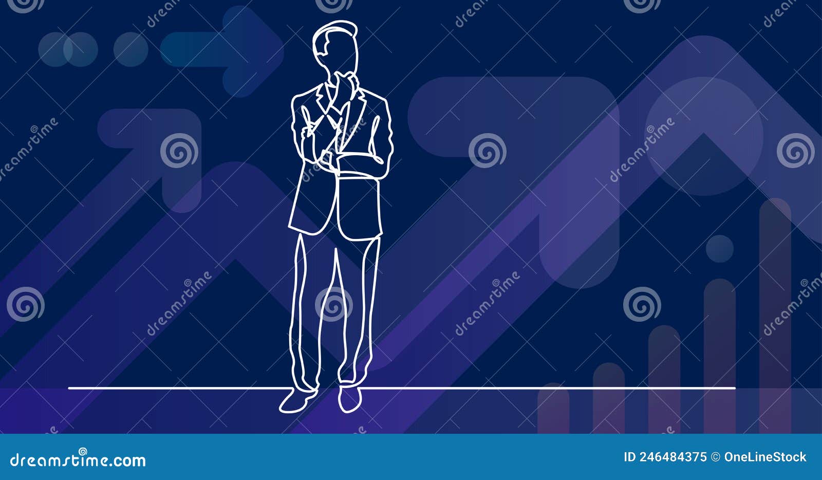 Continuous Line Drawing of Standing Thinking Man Stock Vector ...