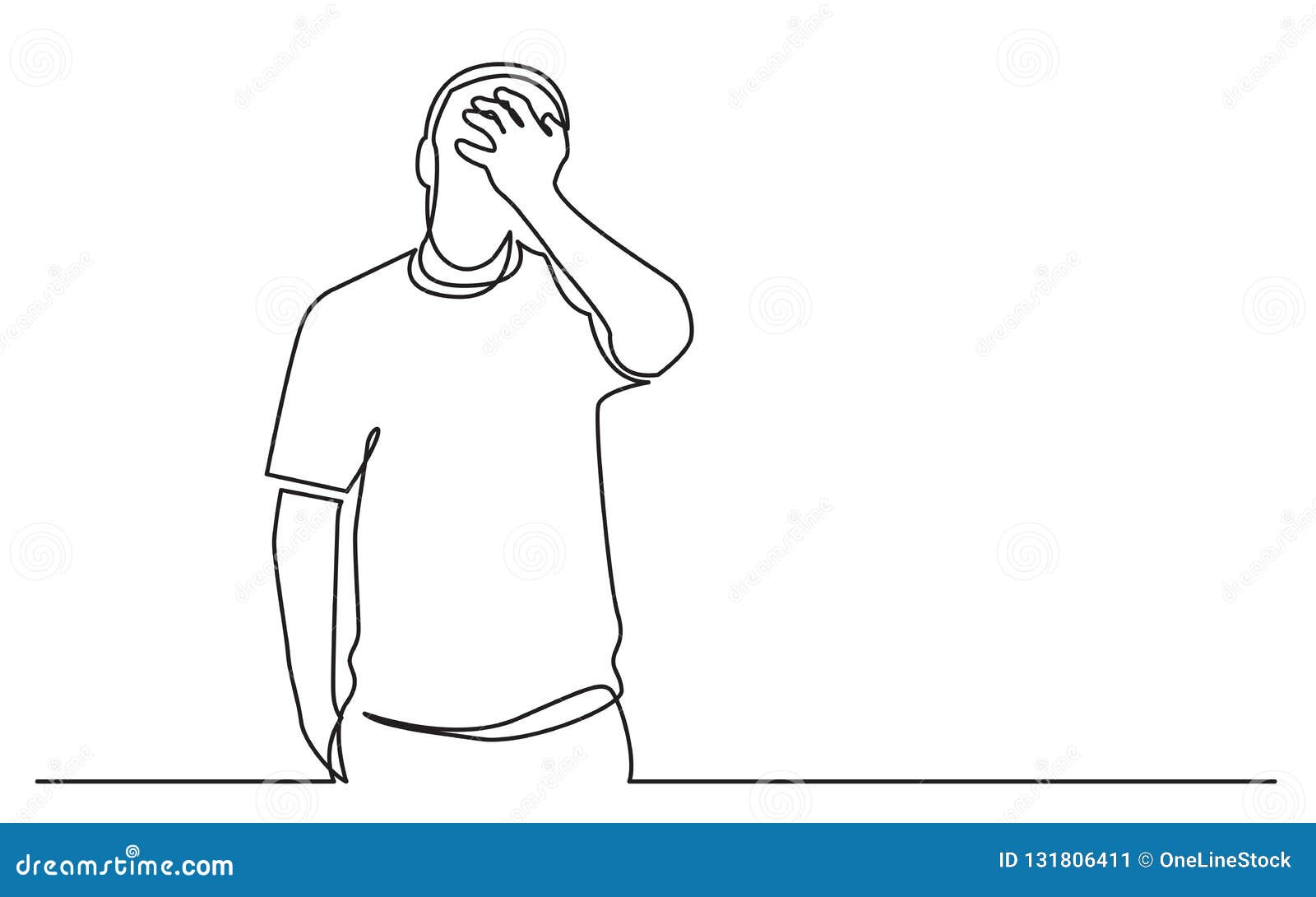 Continuous Line Drawing of Standing Upset Man Stock Vector ... Continuous Line Drawing of Standing Upset Man Stock Vector ...
