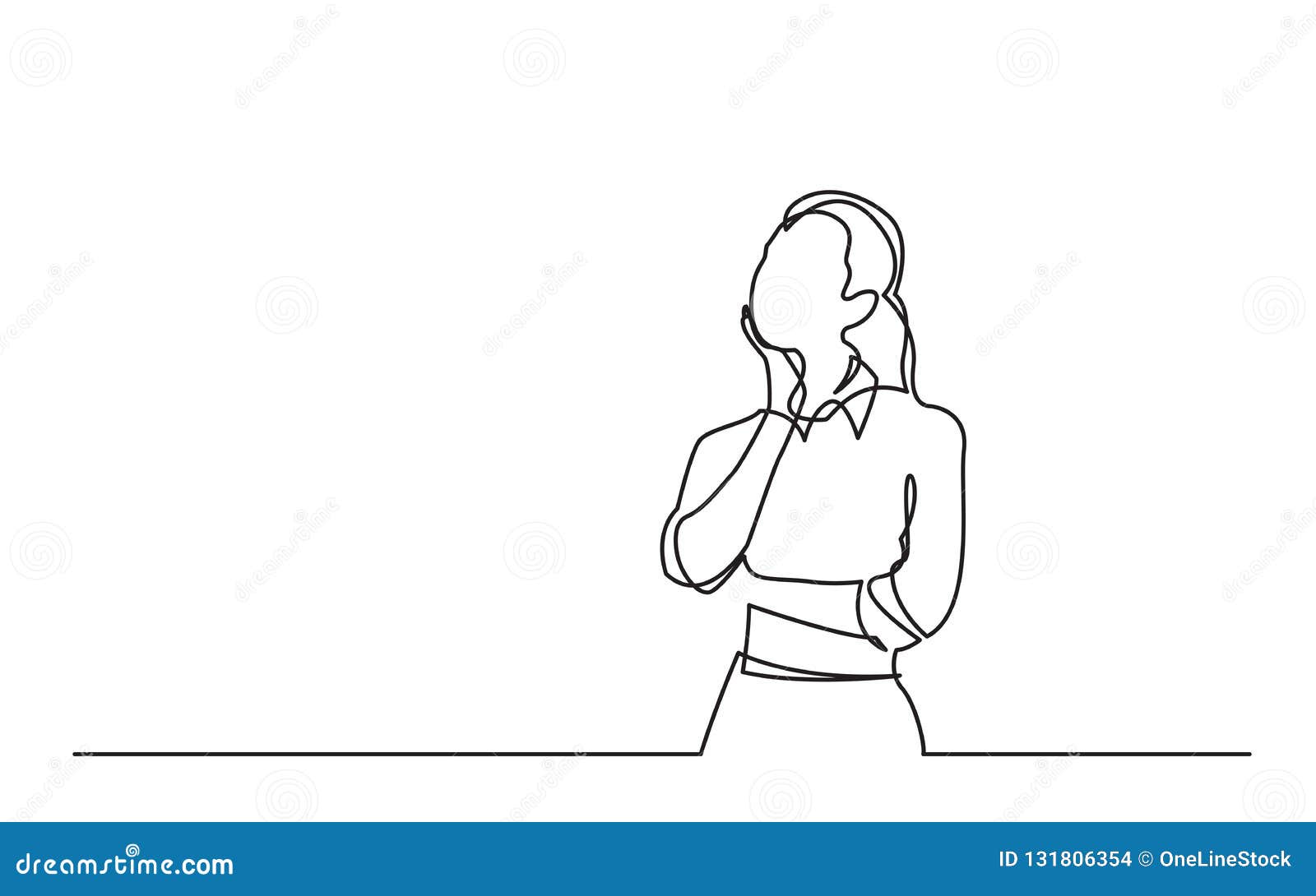 Continuous Line Drawing of Standing Woman Thinking Stock Vector ... Continuous Line Drawing of Standing Woman Thinking Stock Vector ...