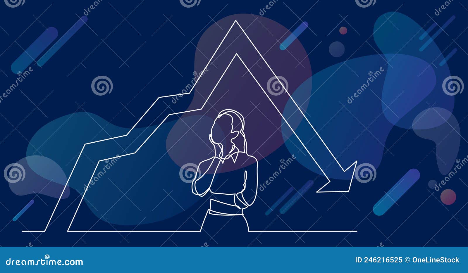 Continuous Line Drawing of Standing Woman Thinking about Decreasing ...