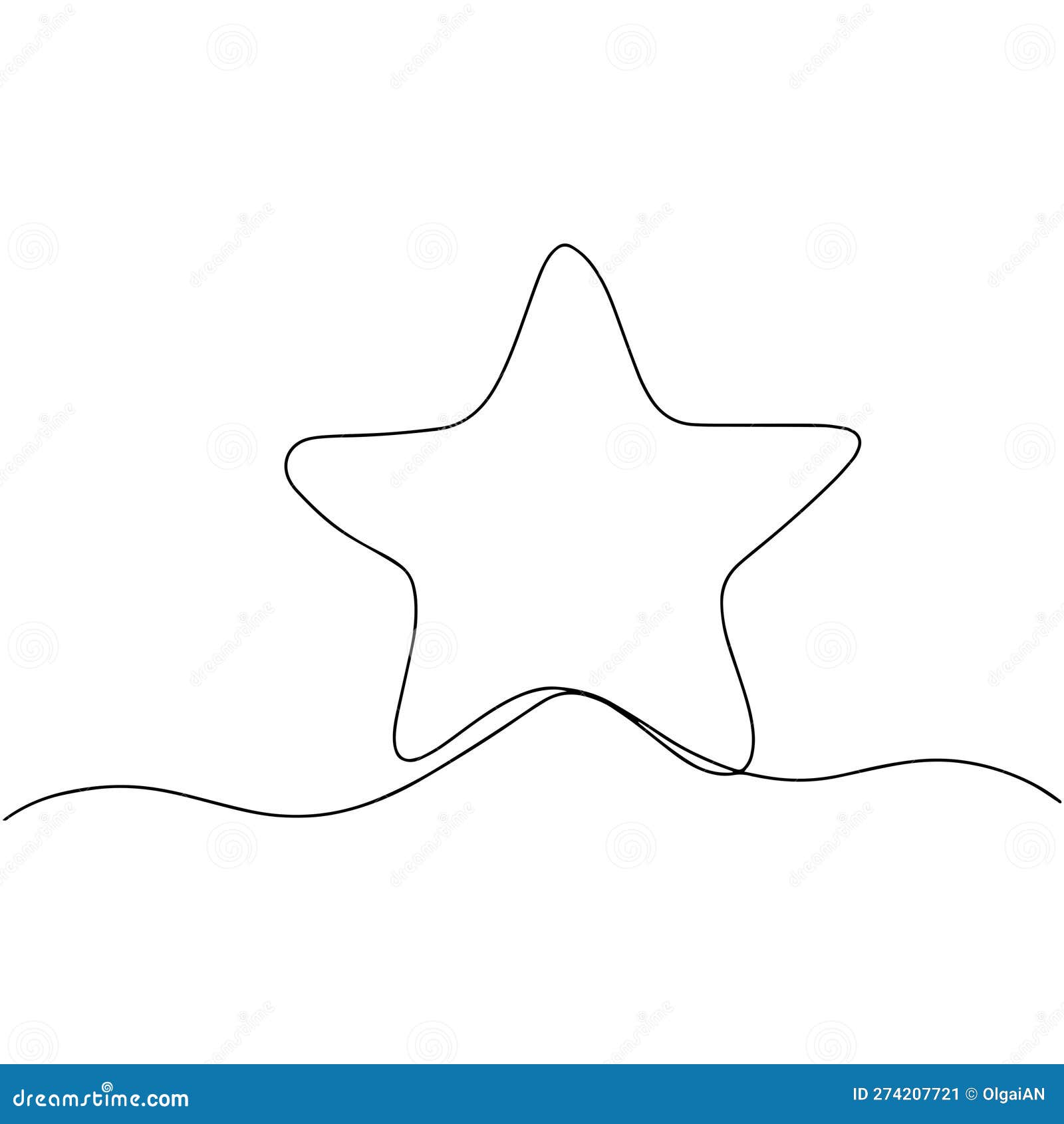 Continuous Line Drawing of Star, Black and White Minimalistic Linear ...