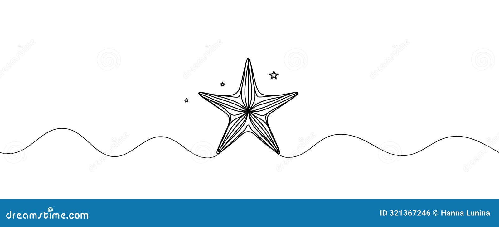 Continuous Line Drawing of Starfish. One Line of Starfish. Graphic ...