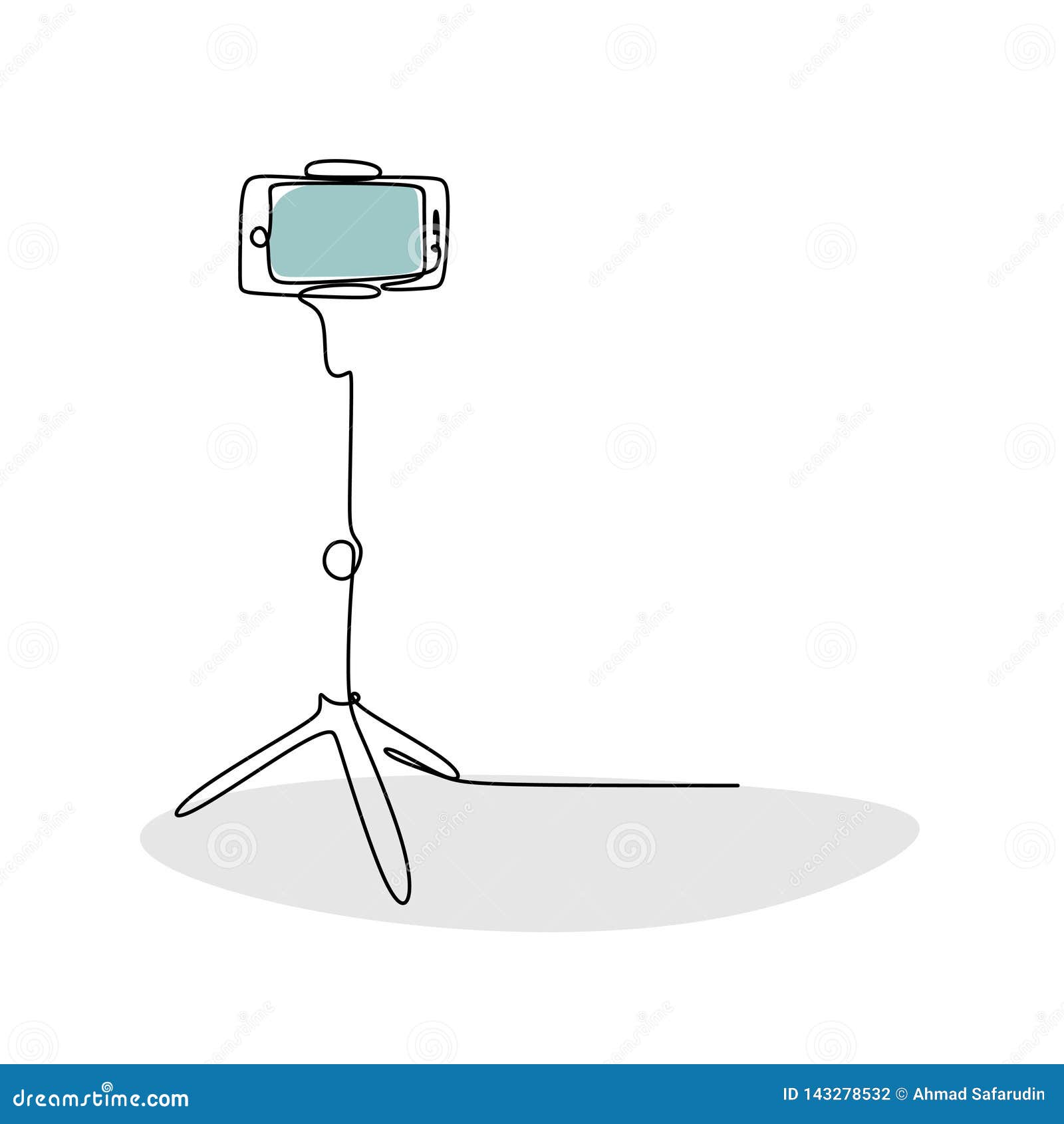 Continuous Line Drawing Stick for Selfie Stock Vector - Illustration of ...