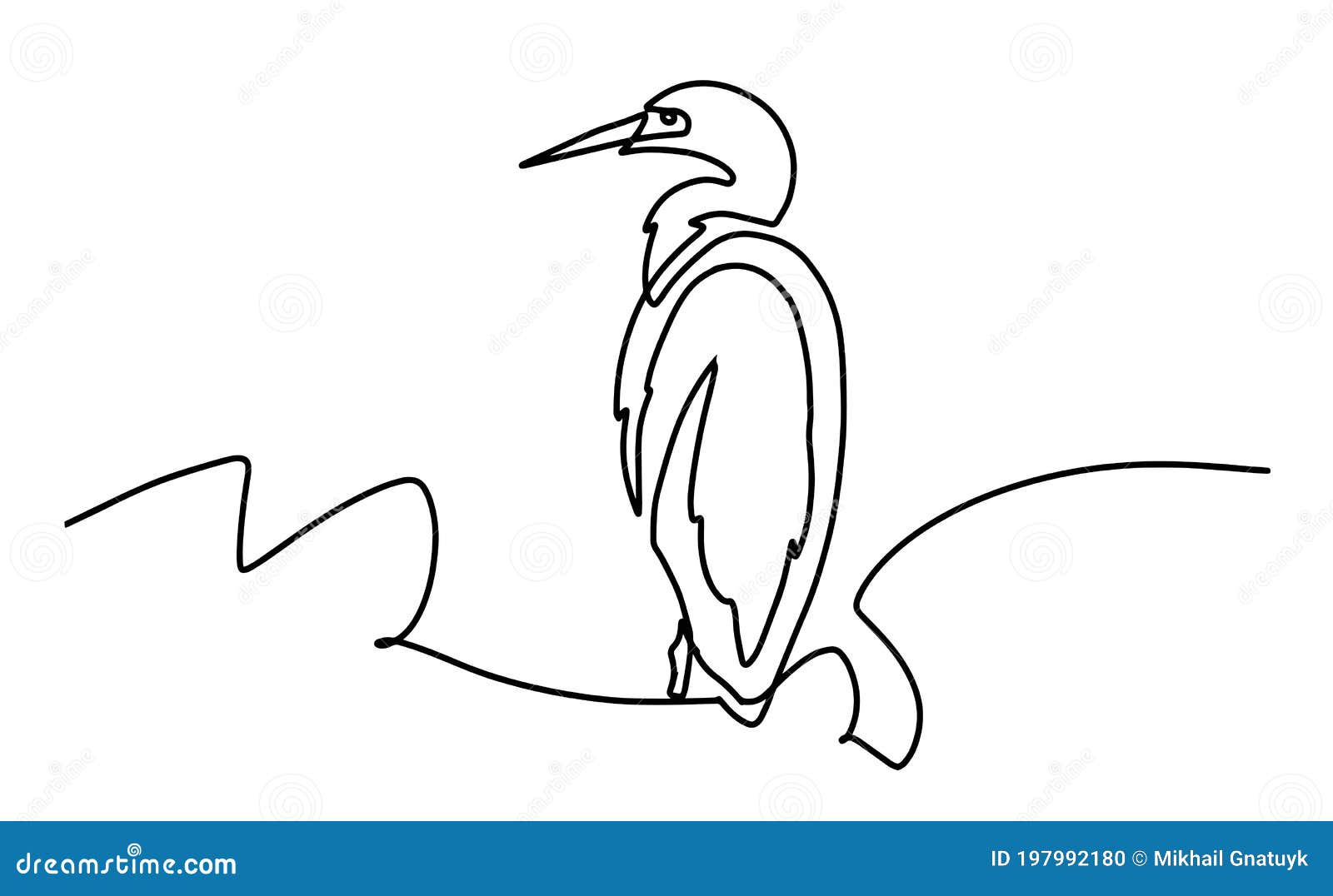 Continuous Line Drawing Stork. Template for Your Design Works. Vector ...
