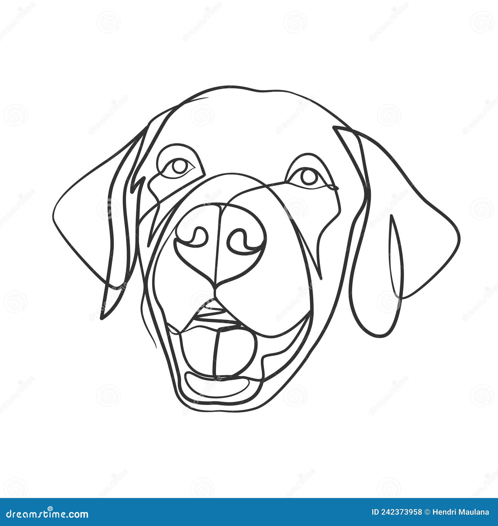 Continuous Line Drawing Style of Dog Head Stock Vector - Illustration ...