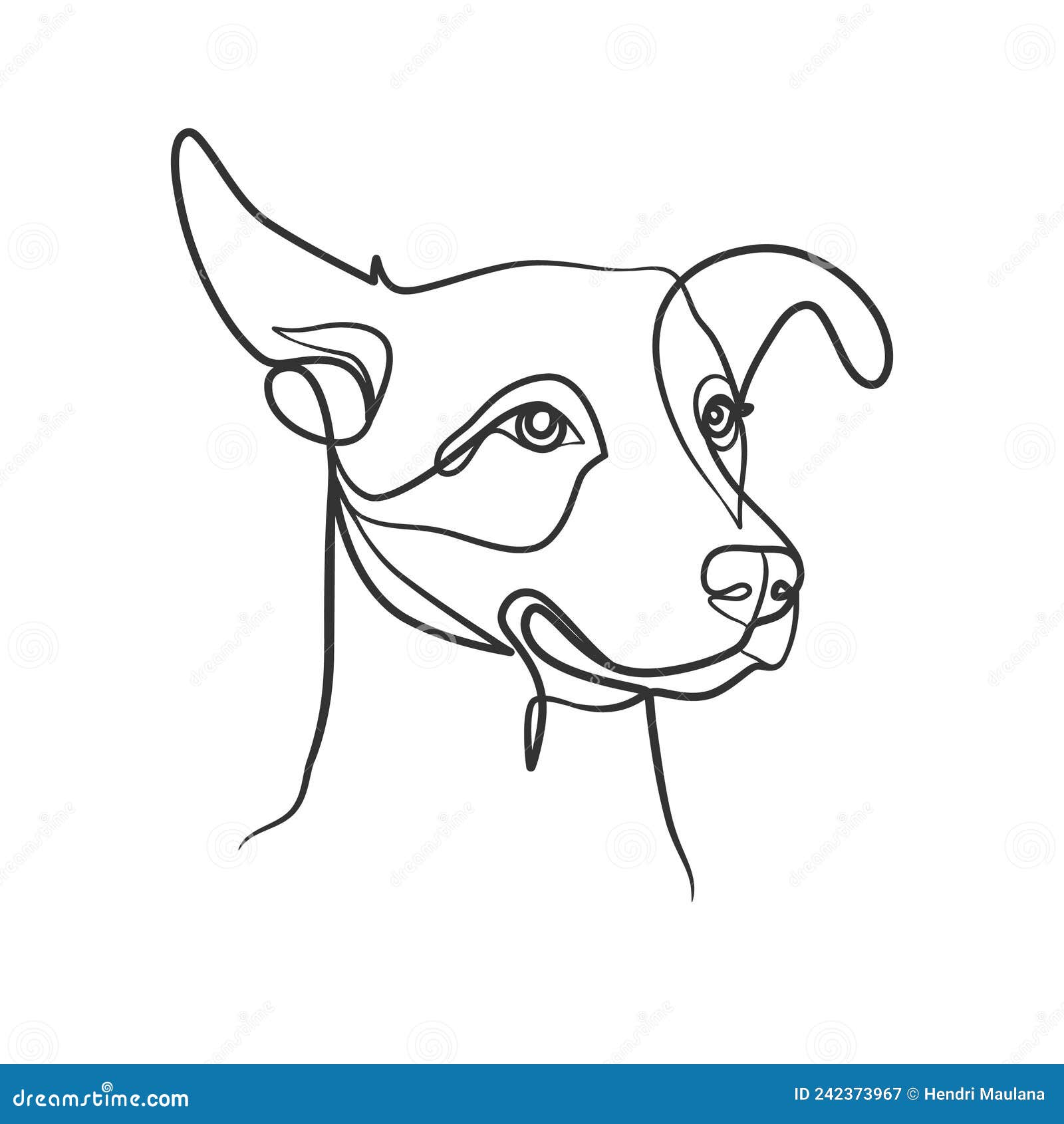 Continuous Line Drawing Style of Dog Head Stock Vector - Illustration ...