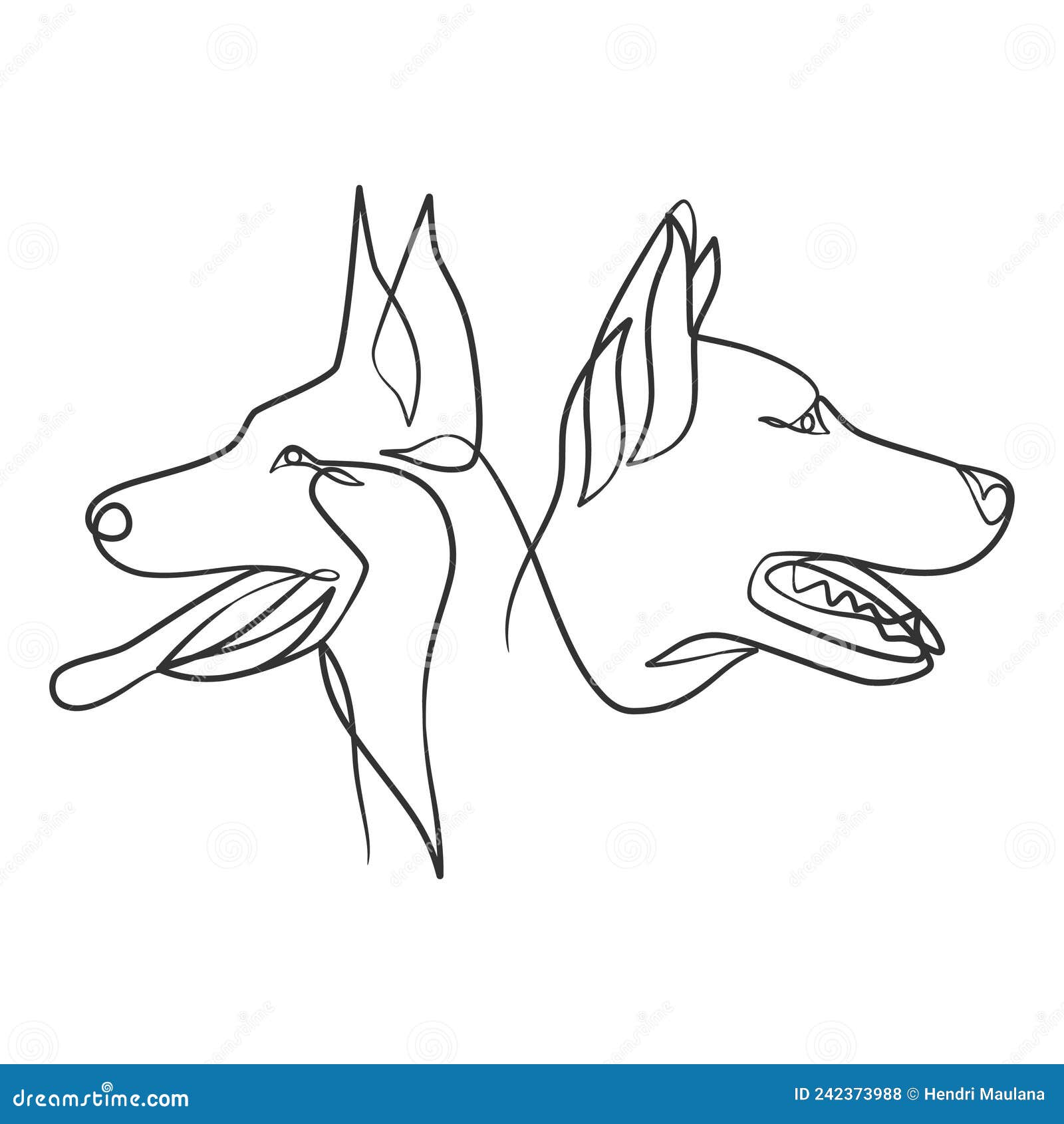 Continuous Line Drawing Style of Dog Head Stock Vector - Illustration ...