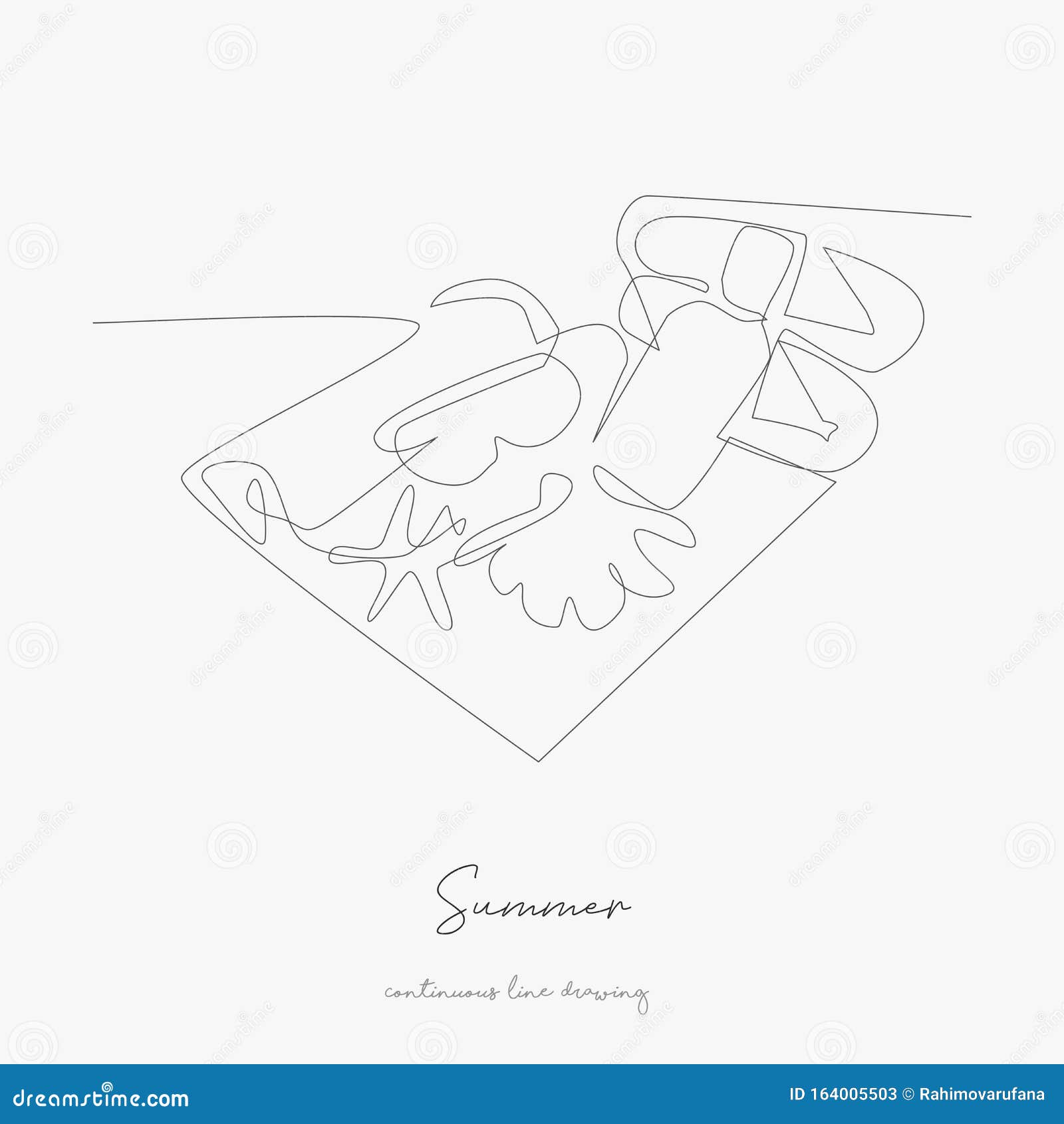 Continuous Line Drawing. Summer. Simple Vector Illustration. Summer ...