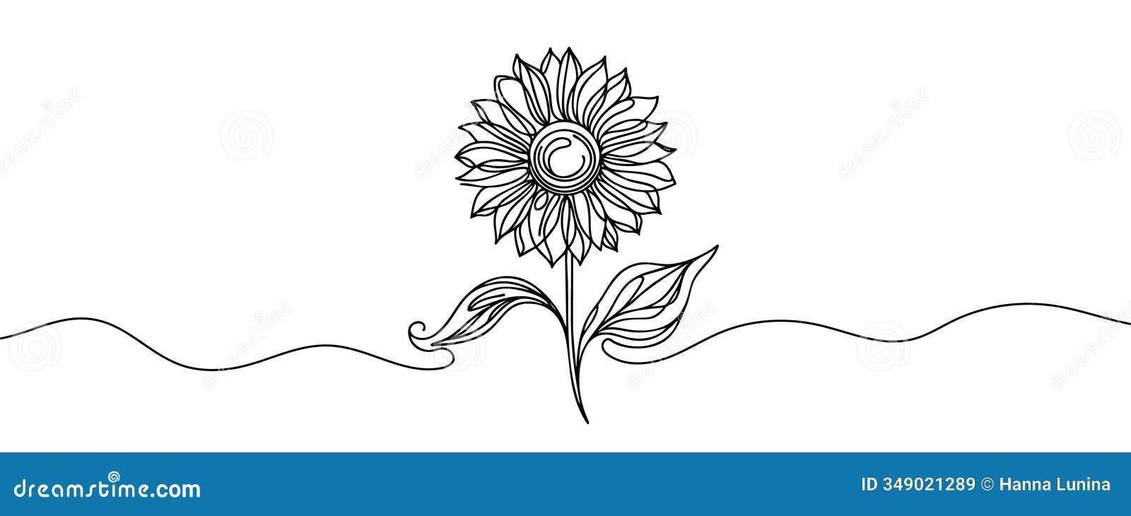 Continuous Line Drawing of Sunflower. Vector Illustration with One Line ...