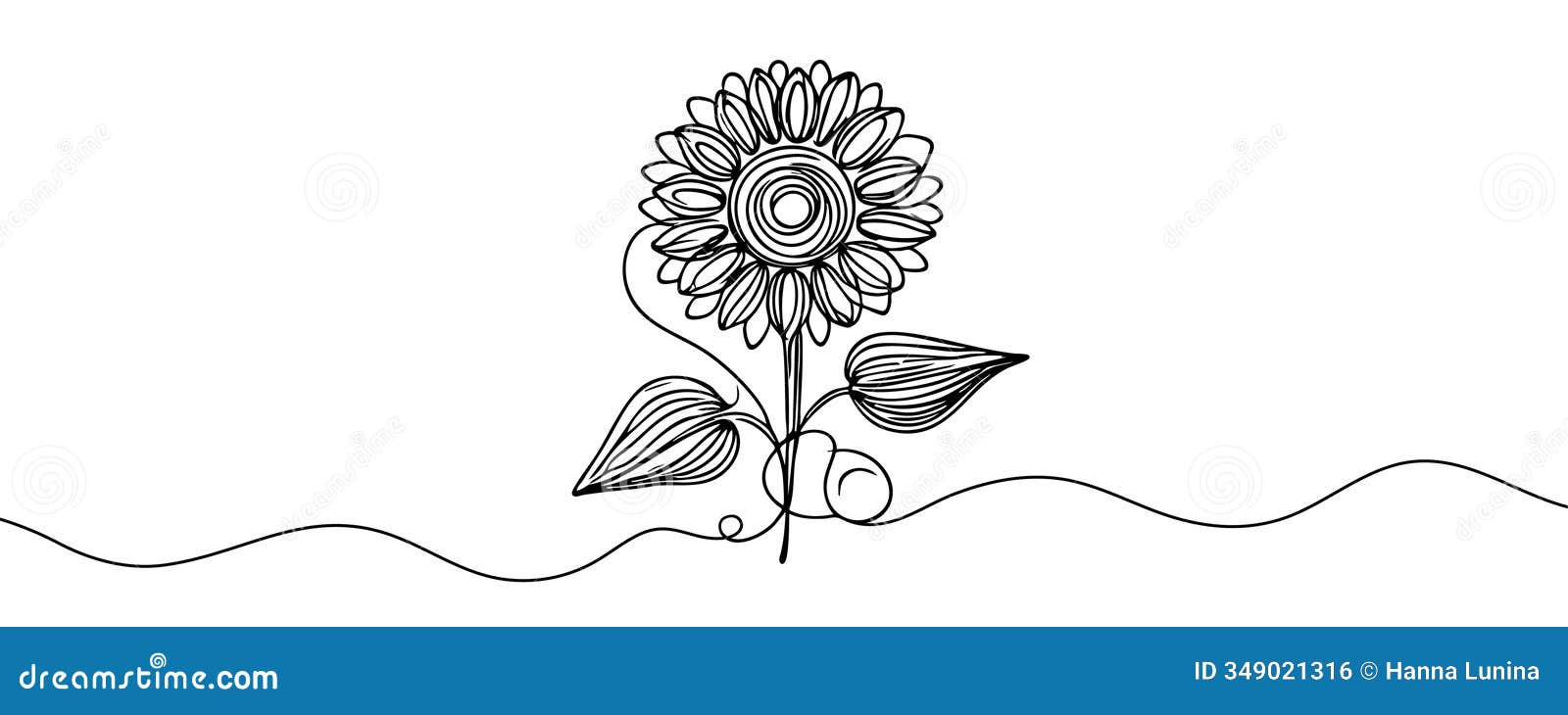 Continuous Line Drawing of Sunflower. Vector Illustration with One Line ...
